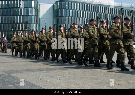 Polish Infantry soldiers marching in formation during a military parade ...