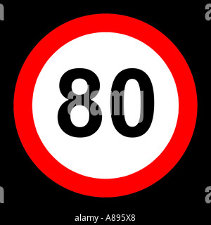 Highway Speed Limit 80 mph sign on the I-80 West through Bonneville ...