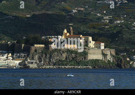 Castle hill of Lipari, main village of Lipari, Liparian Islands, Sicily ...
