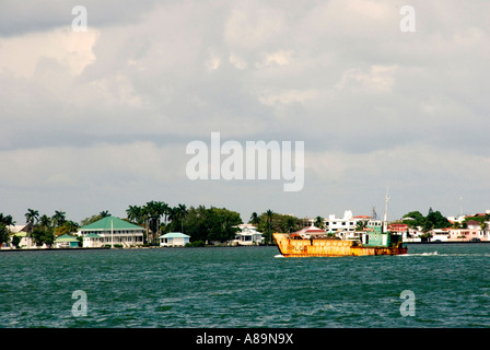 Belize City Belize harbour harbor skyline Stock Photo - Alamy