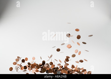 Pennies from heaven. Coins falling into an outstretched hand Stock ...