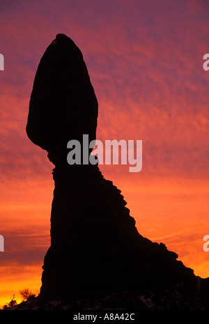 Tall red balanced rock in Arches National Park in canyons Stock Photo ...