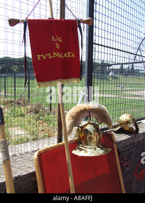 Roman soldier kit in a procession celebrating the birth of Rome italy ...