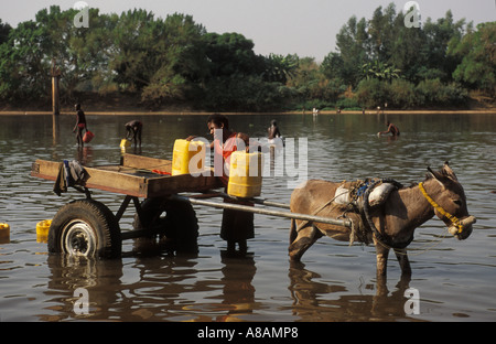 people collecting water from the Baro river, Gambella, Ethiopia Stock ...