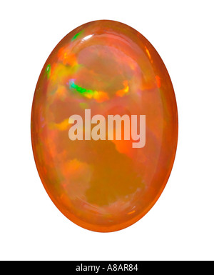 Fire opal cut and polished into a gemstone Stock Photo - Alamy