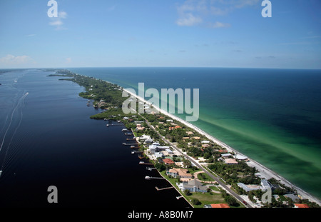 Aerial view of Manasota Key, Leachs Key, Lemon Bay, West coast of ...
