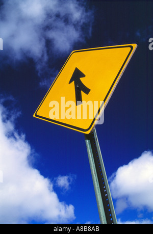 Merge sign signs Stock Photo - Alamy