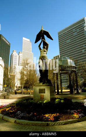 View of downtown Atlanta, Georgia, from inside the Skyview Ferris Stock ...