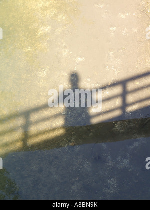 person's shadow in river seen from bridge Stock Photo - Alamy