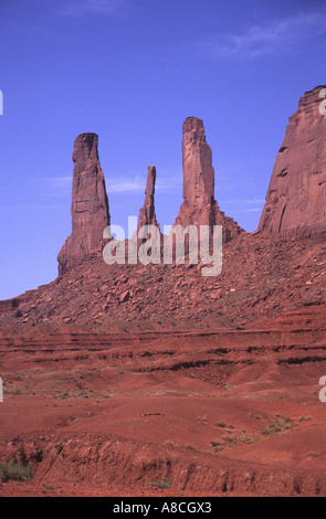 Three Sisters in Monument Valley Arizona ca. 1964 Stock Photo - Alamy