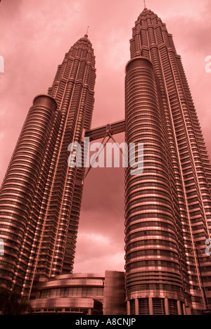 Petronas Twin Towers shot at night in the capital of Malaysia, Kuala ...
