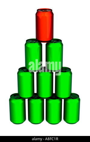 Stack of arranged red soda cans put together Stock Photo - Alamy