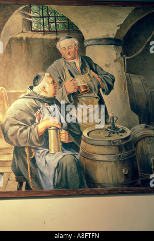 Old painting of monastery monks brew beer Munich Bavaria Germany Stock ...