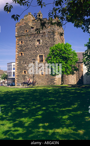Stranraer town centre and the The Castle of St John a medieval tower ...