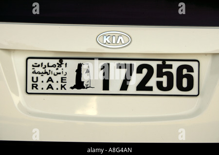 Dubai RAK car license plate on offroad land cruiser, United Arab ...