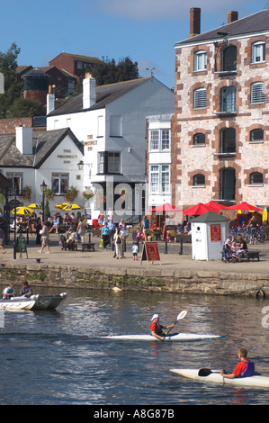 Canoeists at The Quay, River Exe, Exeter, Devon Stock Photo - Alamy