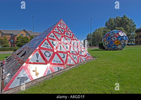 'Magic Roundabout' Road Sign Sculpture, Cardiff, Wales, UK Stock Photo ...
