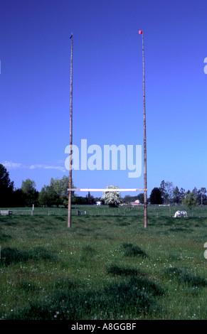 Homemade rugby posts in a rural paddock Geraldine Canterbury South ...