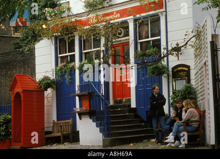 The Grenadier a London pub, group people outside of the front of ...
