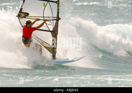 Windsurfing on Barbados men on the bleu wave s 2006 Stock Photo - Alamy
