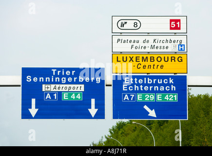 Luxembourg motorway overhead direction signs Luxembourg Europe Stock ...