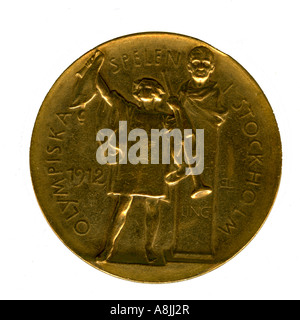 1912 Olympic Games gold medal reverse side Stock Photo - Alamy