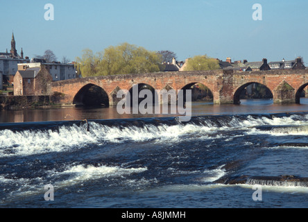 river nith water cascade dumfries town bridge scotland uk gb Stock ...