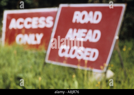 Road signs. Deviation on the route, signaling of an obstacle and ...