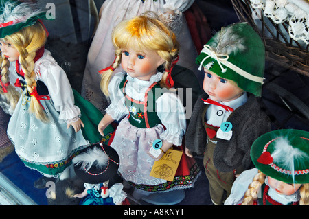 Munich, Bavaria, Germany. Souvenirs and dolls oin a shop window Stock ...