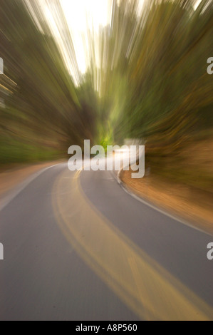 divided country road in motion Stock Photo - Alamy