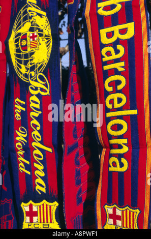 Flags of FC Barcelona and Catalunya, Barcelona, Spain, Europe Stock ...