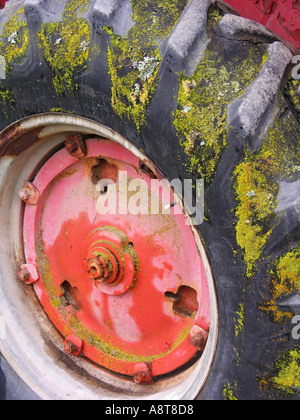 Details of tractor tire. Detail of large wheel. Heavy black wheel ...