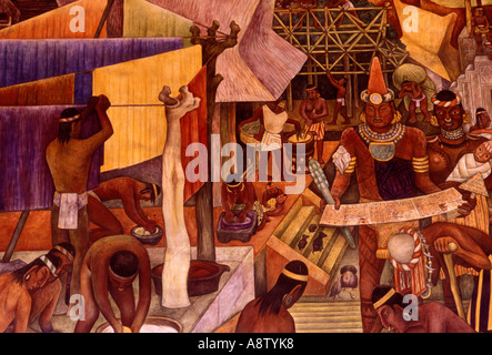 Aztec history murals by Diego Rivera in the National Palace, Palacio ...