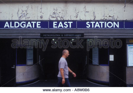 The entrance to Aldgate East underground station in London with no ...