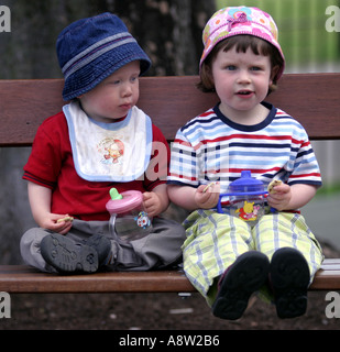 Brother and sister Dermot 1 and Mae 3 in Arnot Park on the see saw ...