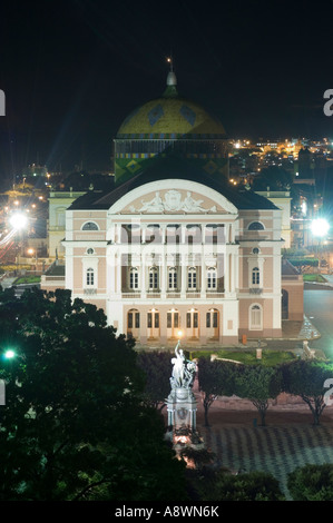An aerial view of the Teatro Amazonas - The Amazonas Theatre in Manaus ...
