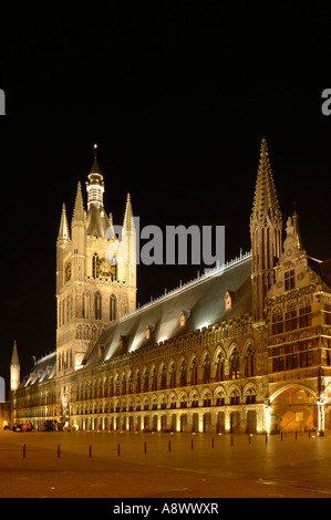 The Cloth Hall of Ypres, Gothic architecture rebuilt after destruction ...