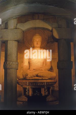 Shrine of Buddha, in cave at Sokkuram, near Kyongju, South Korea ...