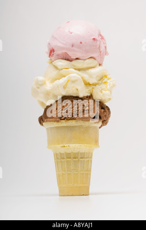 Triple dip ice cream cone Stock Photo - Alamy