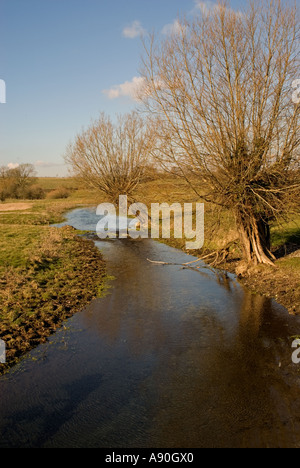 River Till seasonal chalk stream known as a winterbourne, Orcheston ...