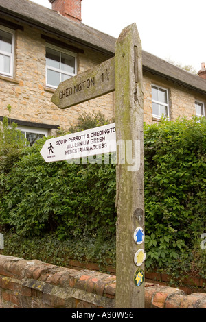 England Dorset South Perrott public footpath post River Parrett Trail ...