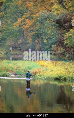 Fly fishing on Rock Creek in Kankakee River State Park Illinois Stock ...