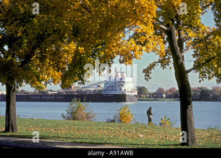 Freighter on Detroit River Stock Photo - Alamy