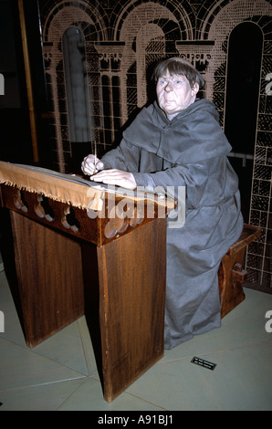 Bayeux Tapestry Museum, Model of a monk at work in a scriptorium ...