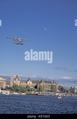 A float plane makes final approach to land in Tofino's harbour at low ...