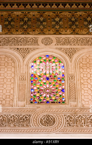 Stained glass window inside Bahia Palace, Marrakesh. Morocco Stock ...
