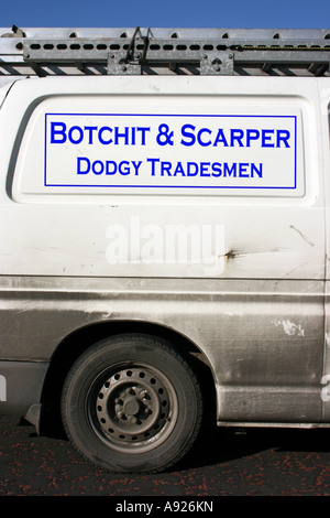 Botchit and Scarper Dodgy Tradesmen sign on side of workman's van Stock ...