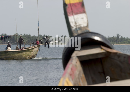 Traditional Ghanaian fishing boat on Volta River Ghana West Africa ...