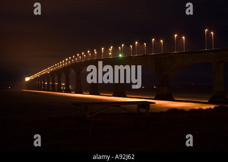 Confederation Bridge at night, Borden Carleton, Prince Edward Island ...