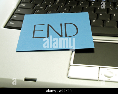 Memo note on notebook, end Stock Photo - Alamy